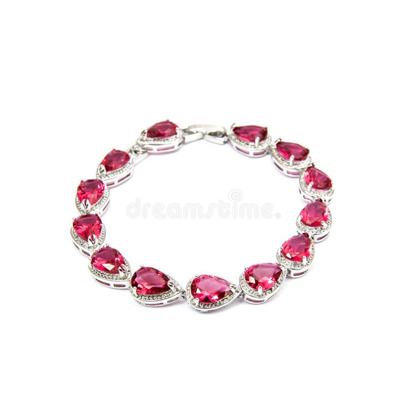 Silver Fashion Bracelet with Ruby Stock Image - Image of carat ...