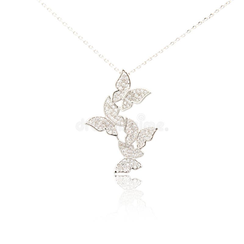 Silver Fashion Pendant on White Stock Image - Image of occasion, chain ...