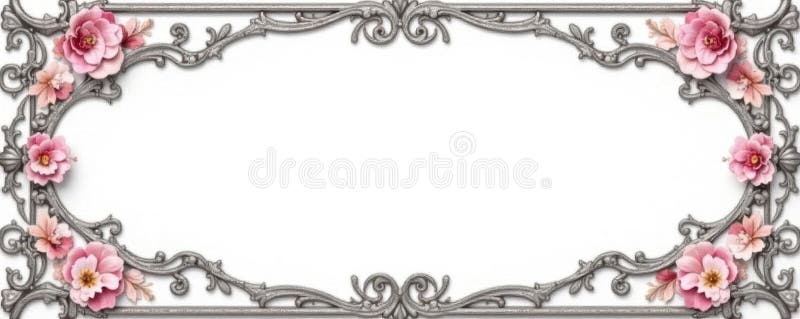 Silver Filigree Frame, Delicate Floral Patterns, White, Border, Silver ...