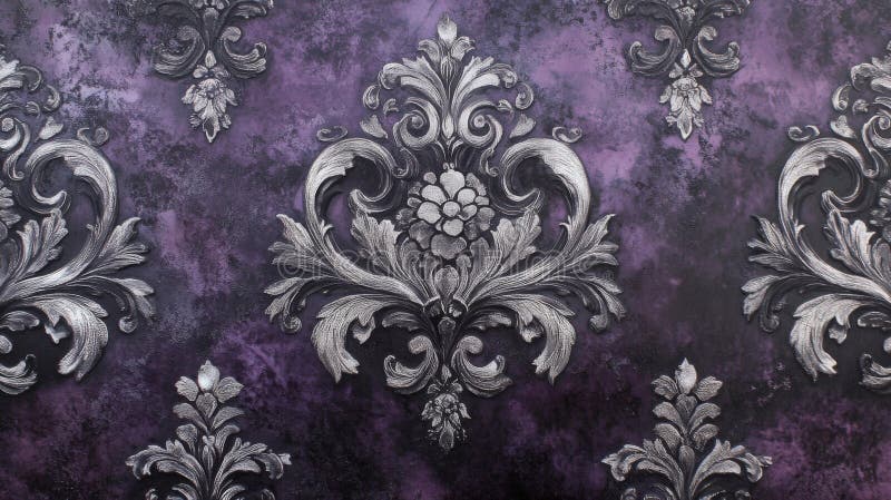 Silver Filigree Pattern on a Purple Background Stock Illustration ...