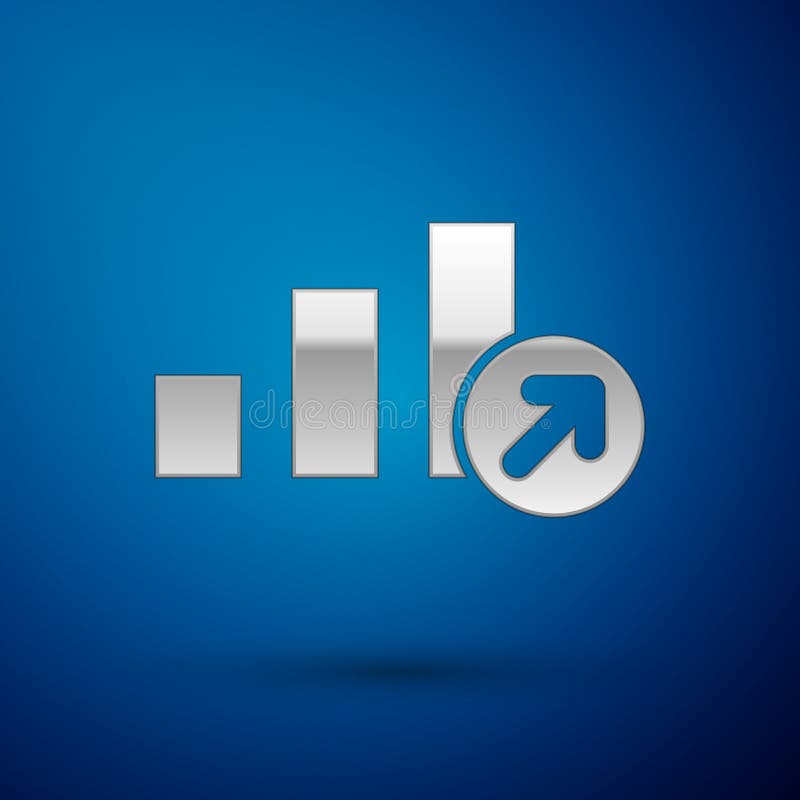 Silver Financial Growth Icon Isolated on Blue Background. Increasing ...