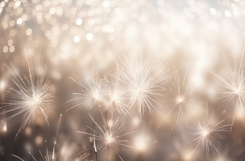 A Silver Fireworks Background with Blurred Light Shining Around Stock ...