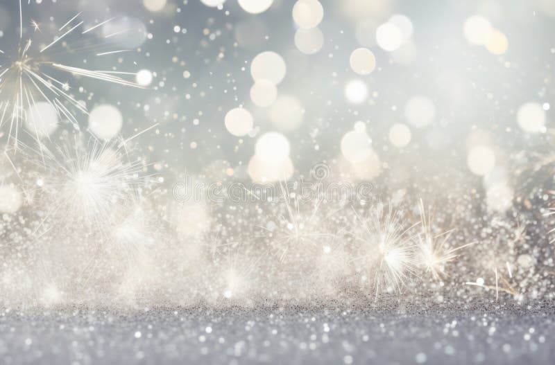 Silver Fireworks on the Background of Glitter. Stock Photo - Image of ...
