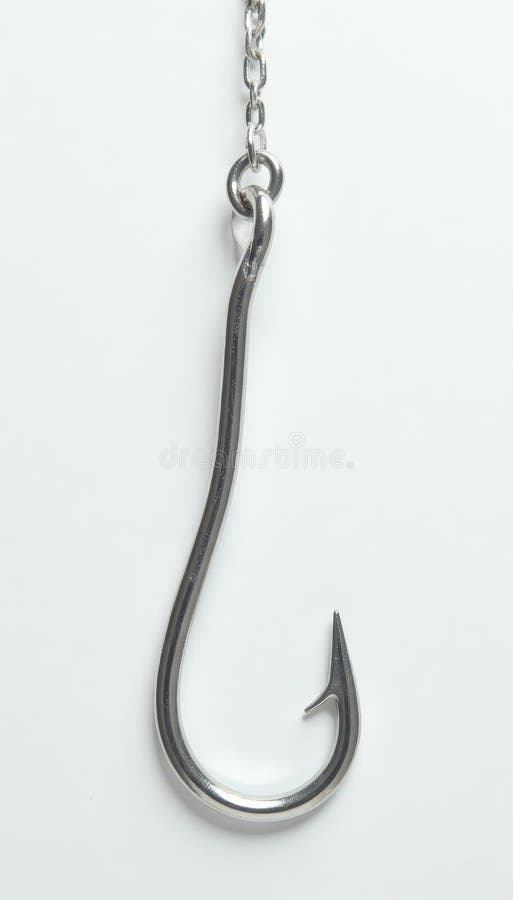 Silver Fishing Hook Detail, Bright White Backdrop , Sharp, Isolated ...