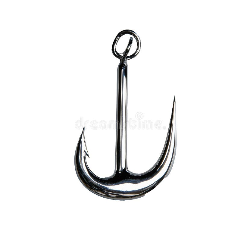 Silver Fishing Hook with Glossy Finish on Transparent Background Stock ...