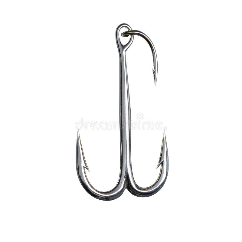 Silver Fishing Hook with Sharp Points on Transparent Background Stock ...