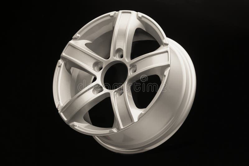 Silver Five-spoke Alloy Wheels Rim for a Crossover or SUV on a Black ...