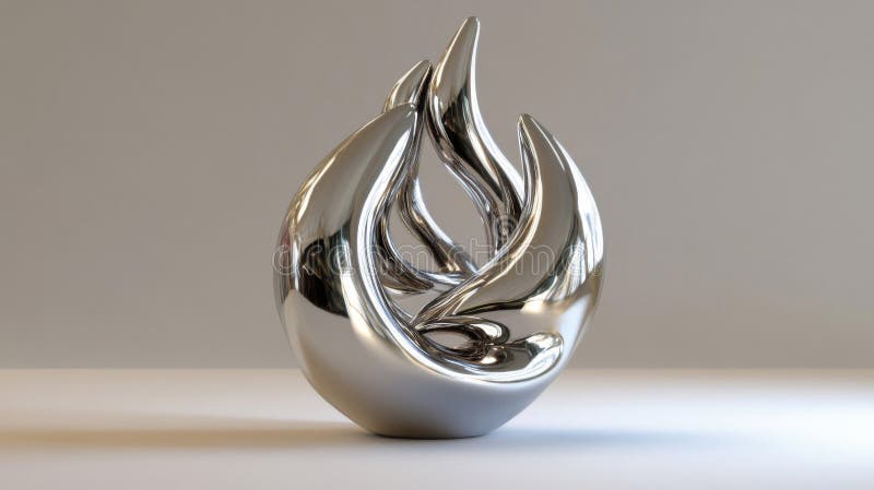 Silver Flame Sculpture on White Background Stock Illustration ...