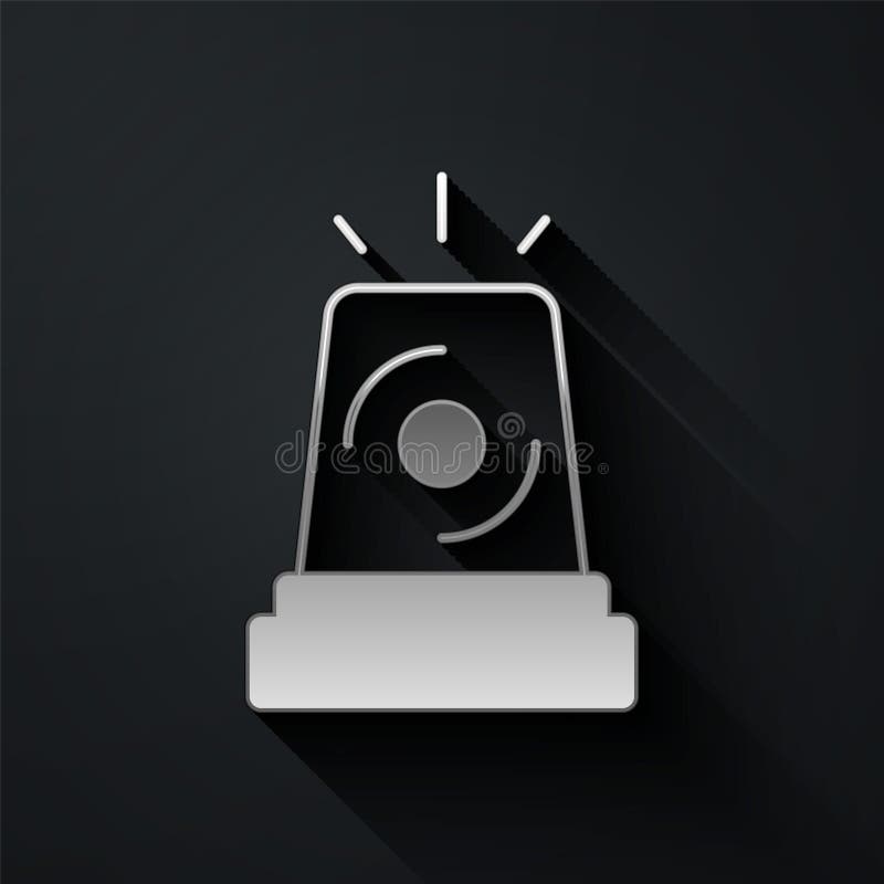 Silver Flasher Siren Icon Isolated on Black Background. Emergency ...