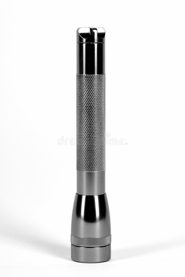 Silver flashlight stock photo. Image of looking, optical - 14673786