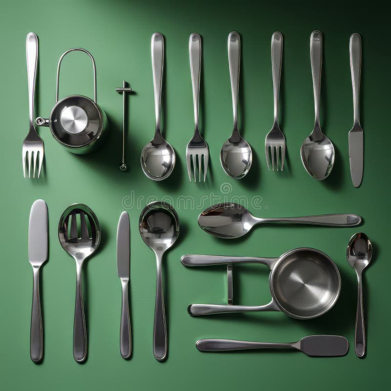 Flatware Set Arrangement stock illustration. Illustration of fork - 390312173