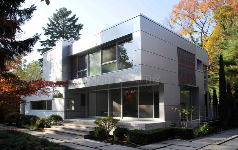 The Silver 2-Floor House -Generative Ai Stock Image - Image of open ...