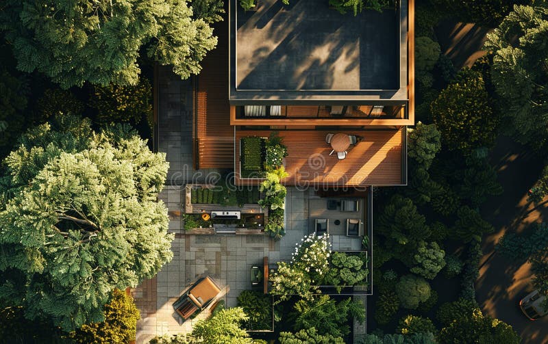 Silver 2-Floor House from a High Perspective -Generative Ai Stock Image ...