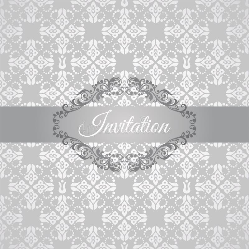 Silver Lace Border on Floral Silver Wallpaper Stock Vector ...