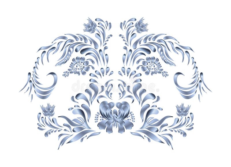 Silver Floral Ornament Isolated Stock Illustration - Illustration of ...