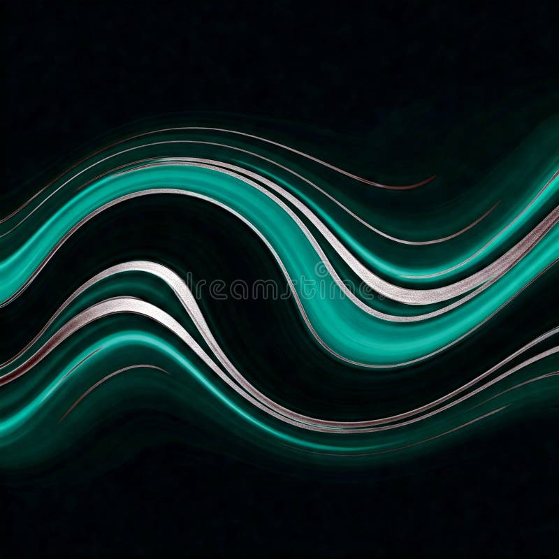 Abstract Wavy Silver Flow Background - AI Generated Stock Illustration ...