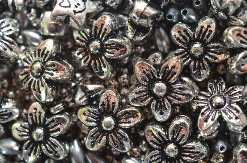 Silver flower beads stock photo. Image of arts, coloured - 38392884