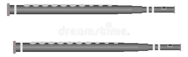 Silver flute, icon stock vector. Illustration of white - 261375883