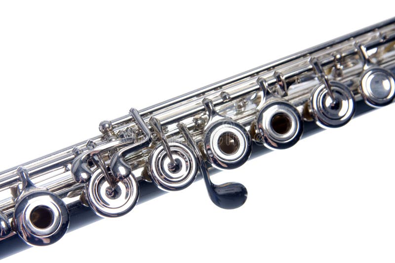 Silver Flute and Pocket Metronome on an Ancient Music Score Stock Photo ...