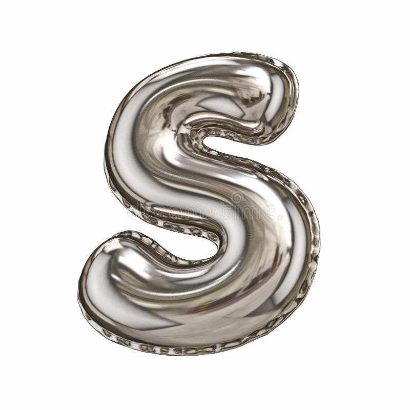 Silver Foil Balloon Font Letter S 3D Stock Illustration - Illustration ...