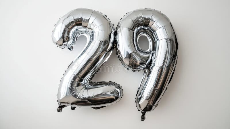 Silver Foil Balloons Forming the Number 29 on White Background Stock ...