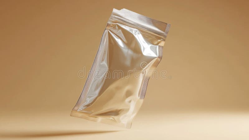 Silver Foil Packaging Mockup on Beige Background Stock Illustration ...