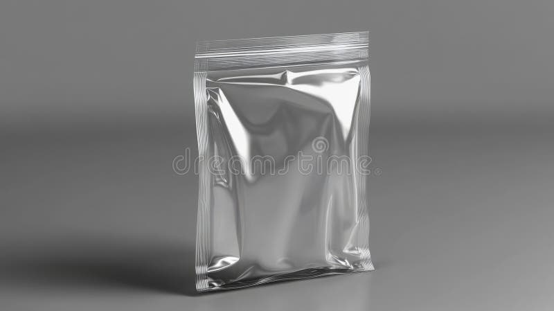 Silver Foil Packaging Mockup on Gray Background Stock Illustration ...