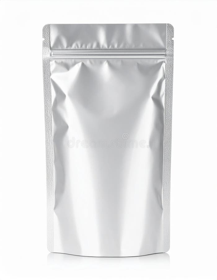 Silver Foil Stand Up Pouch Packaging Mockup Stock Illustration ...