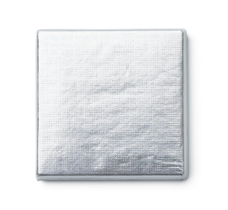 Square Chocolate Candy Wrapped in Golden Foil Isolated on White Surface ...