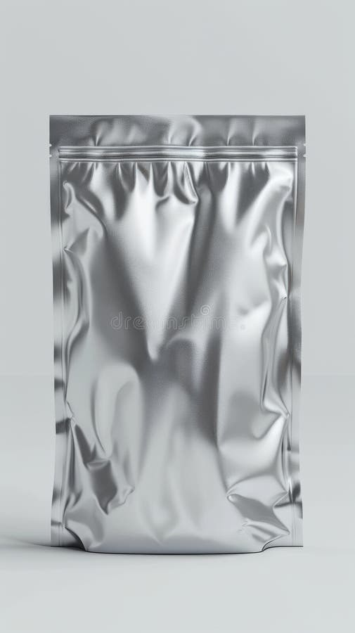 Silver Foil Zip Bag Packaging on White Background Stock Photo - Image ...