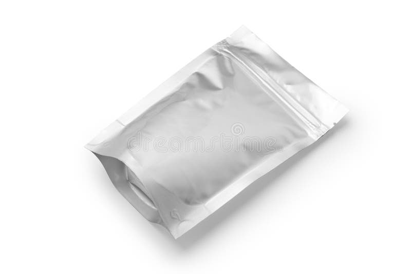Silver Foil Zipper Bag Packaging Stock Photo - Image of package, retail ...