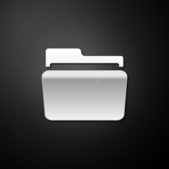 Silver Folder Icon Isolated on Black Background. Long Shadow Style ...