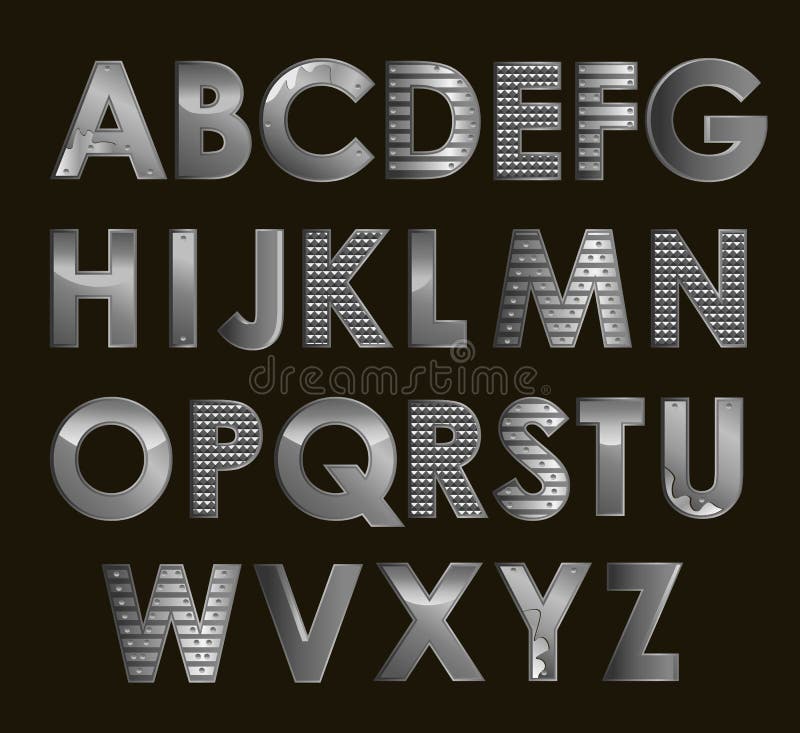 Silver font stock vector. Illustration of graphic, alphabet - 50569353