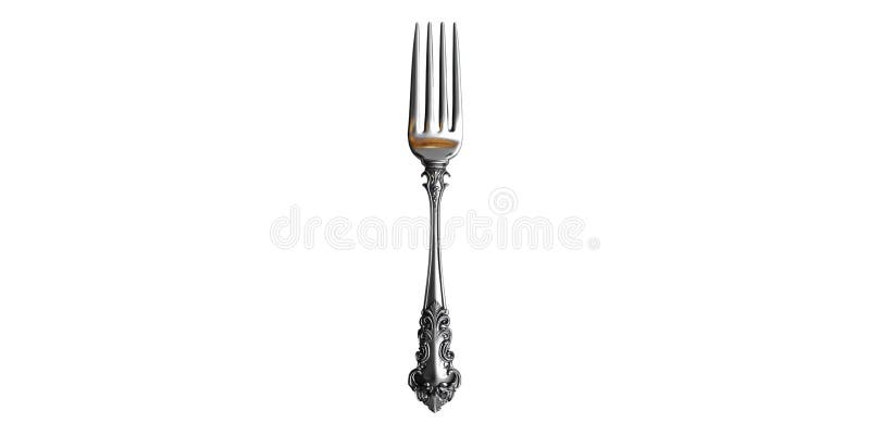 Silver Fork with Ornate Handle Design Isolated on Transparent ...