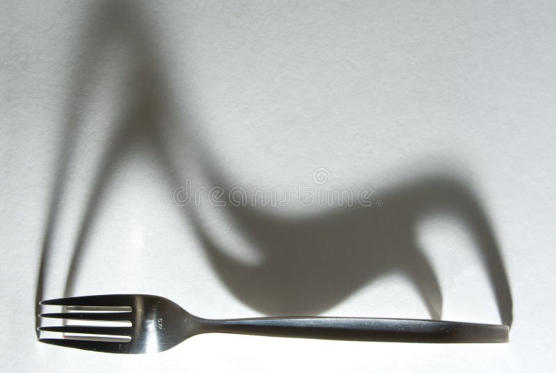 Silver Fork with Shadow stock image. Image of metal, white - 3612365