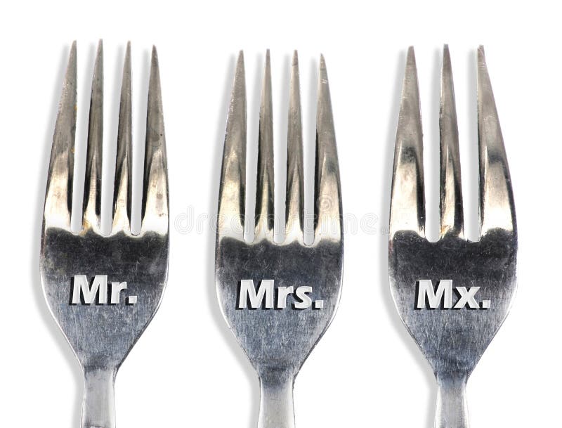 Silver Forks with MR.,Mrs and Mx . Stock Image - Image of cutlery ...