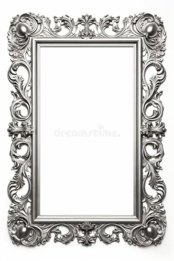 Silver Frame with Decorative Design on it S Sides. Generative AI Stock ...