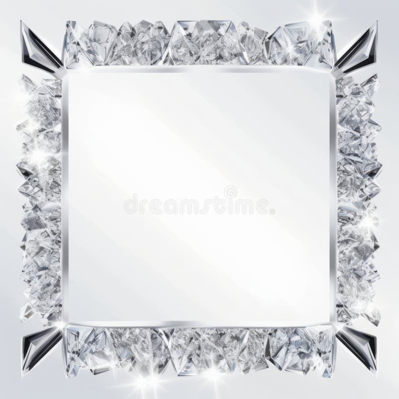 A Silver Frame with Diamonds on it Stock Illustration - Illustration of ...