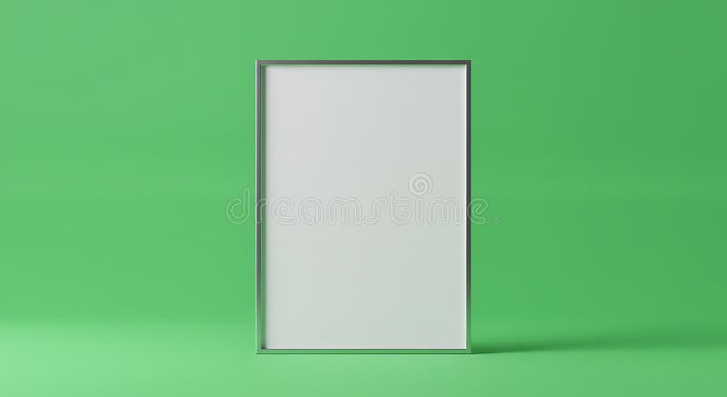 Silver Frame with Empty White Canvas on Green Background Stock ...