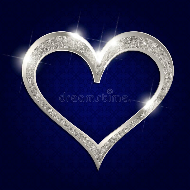 Silver Frame Heart on a Dark Background Stock Illustration ...