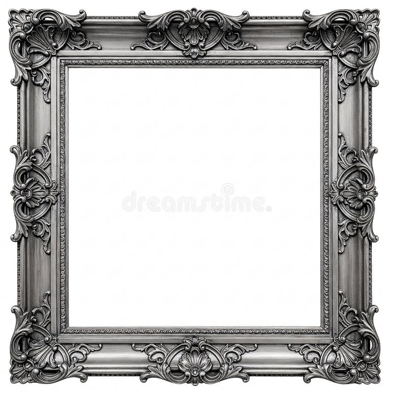 Silver Frame Isolated on a White Background Stock Illustration ...