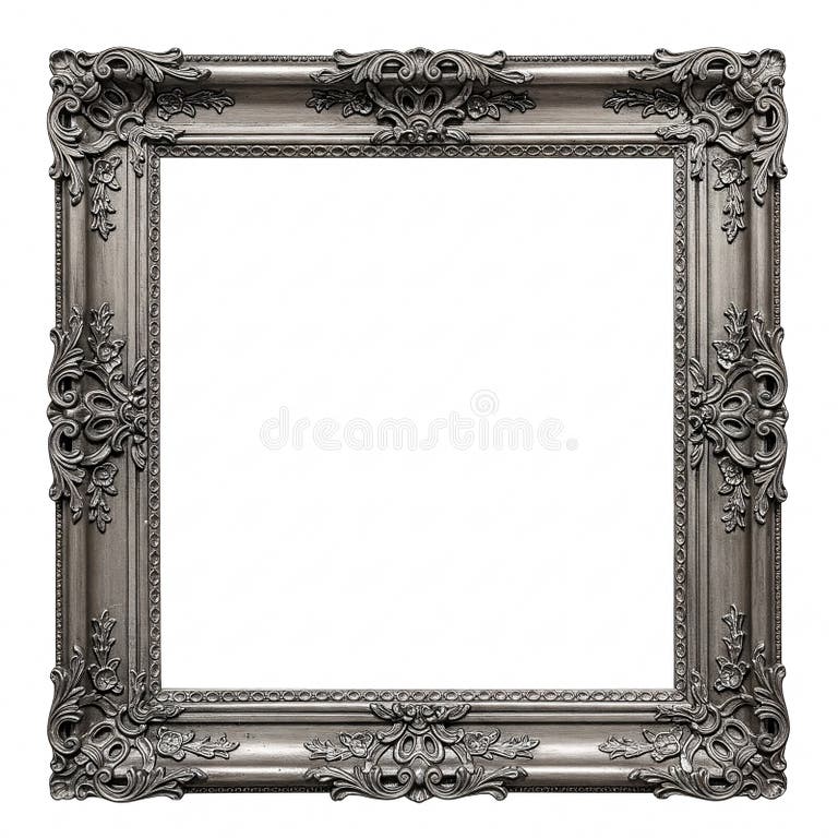 Silver Frame Isolated on a White Background Stock Illustration ...