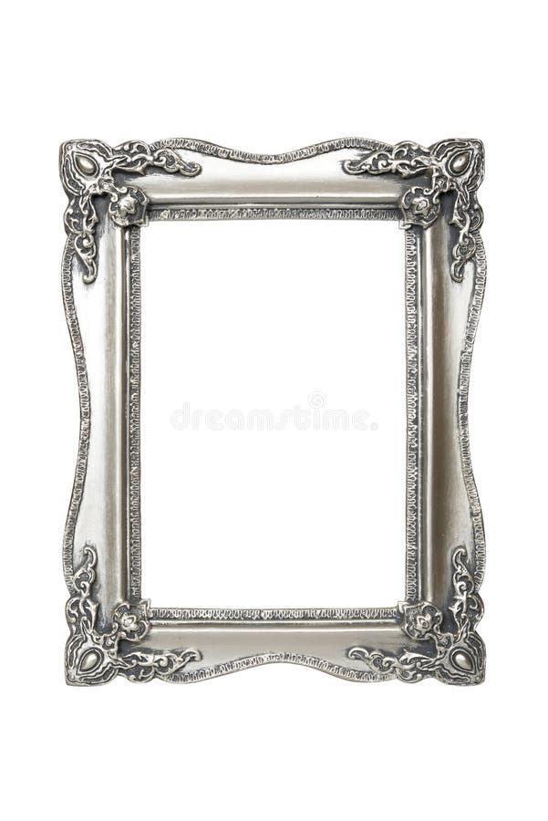 Silver Frame Isolated on White Stock Image - Image of gallery, blank ...