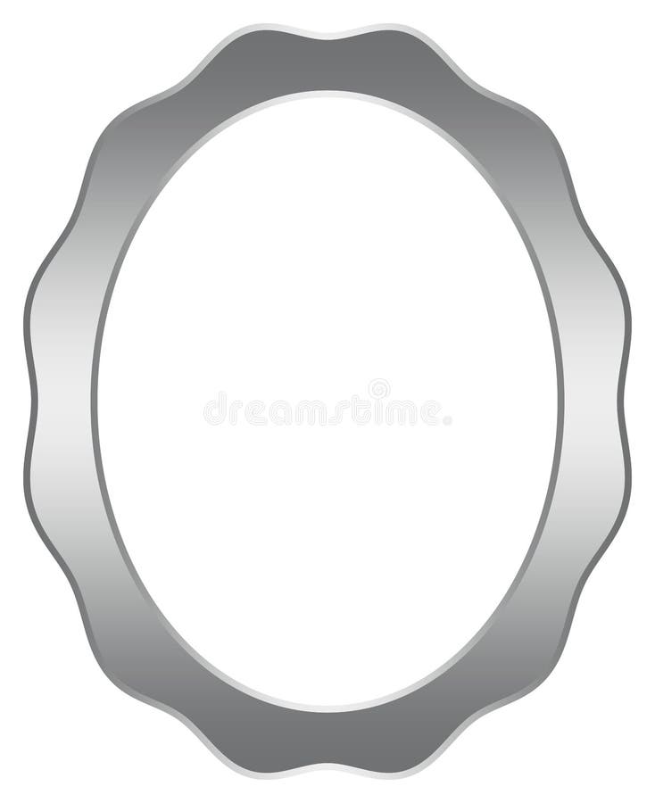 Silver Frame. Oval Waved Picture Border Vector on White Isolated Back ...