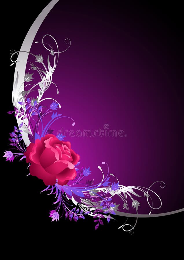 Silver frame wth rose stock vector. Illustration of plant - 21924837