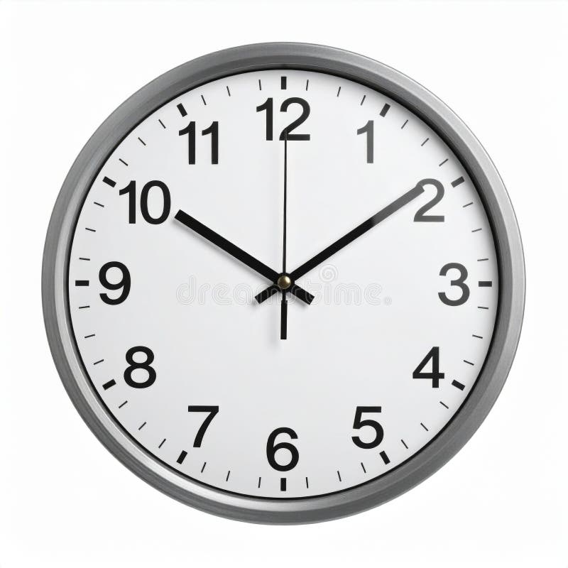 Silver Framed Analog Clock with White Face Stock Illustration ...