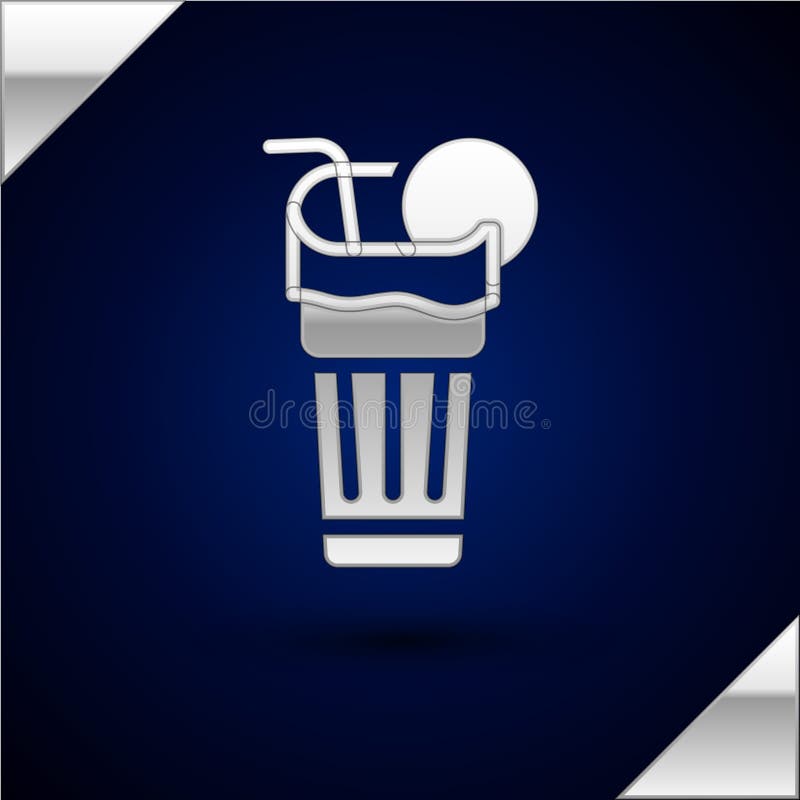 Silver Fresh Smoothie Icon Isolated on Dark Blue Background. Vector ...