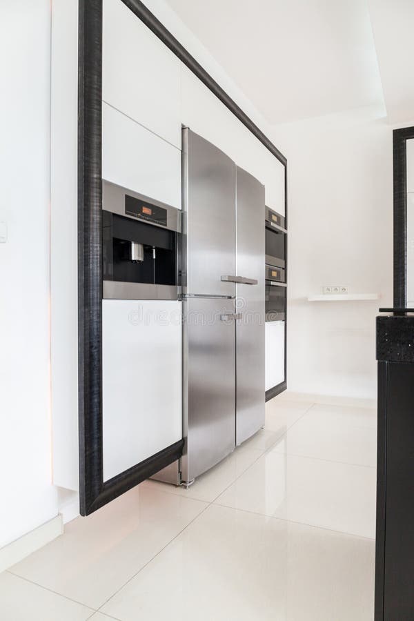 Silver fridge stock photo. Image of doors, home, kitchen - 8049386