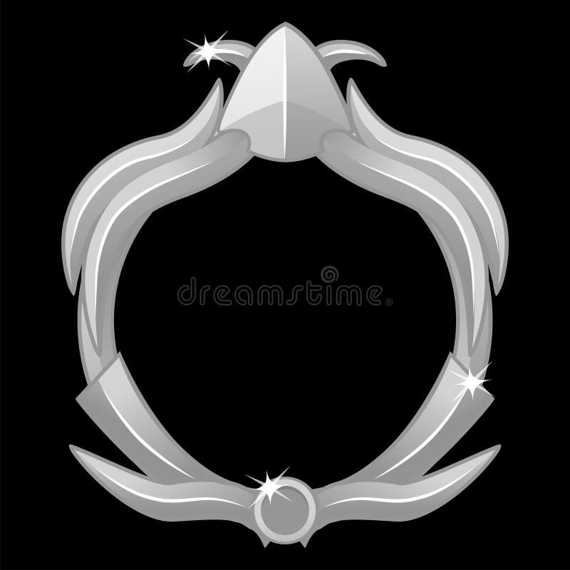 Silver Game Frame Avatar, Round Template for Game Ui. Stock Vector ...