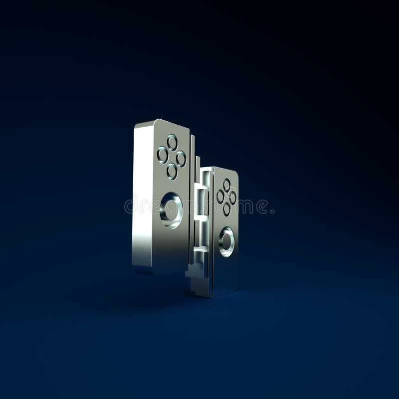Silver Gamepad Icon Isolated on Blue Background. Game Controller ...